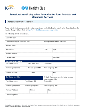 Fillable Online Behavioral Health Outpatient Authorization Form Fax Email Print - pdfFiller