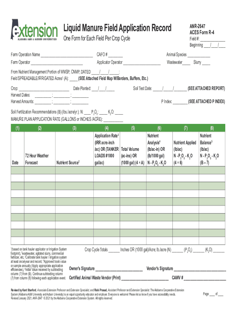 Fillable Online Liquid Manure Field Application Record Fax Email Print ...