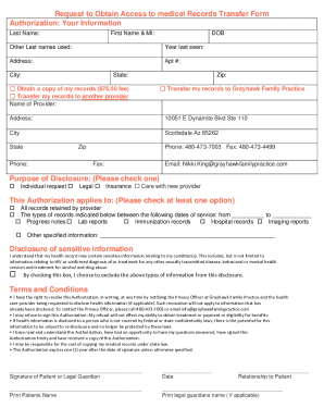 Fillable Online Medical Records Transfer Authorization Form Fax Email ...