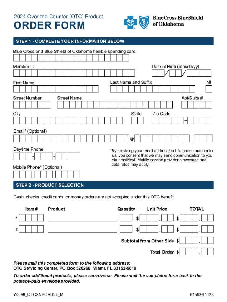 Fillable Online 2024 Over-the-counter (otc) Product Order Form Fax ...