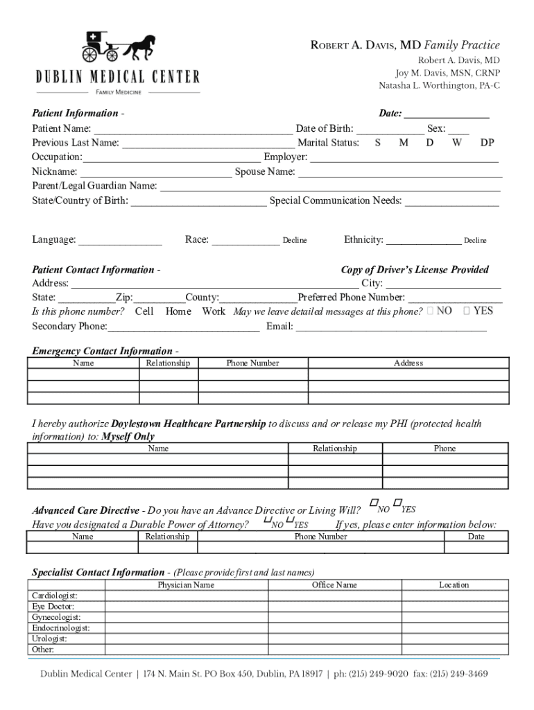 Fillable Online Patient Information Fax Email Print - pdfFiller