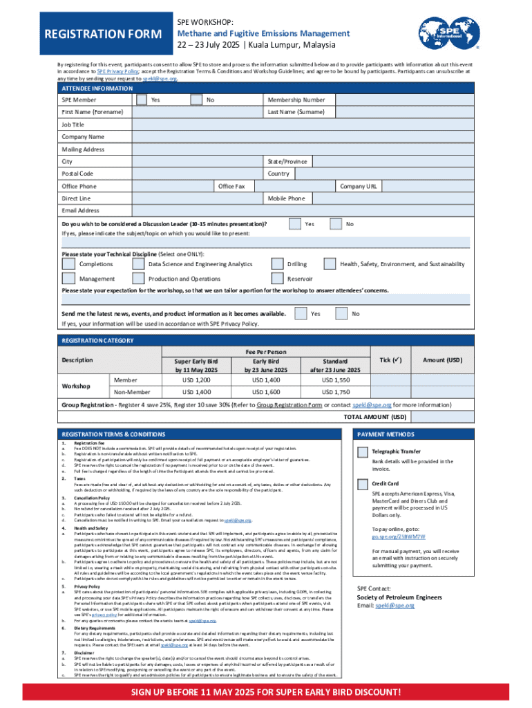 Fillable Online Methane and Fugitive Emissions Management Workshop Registration Fax Email Print ...