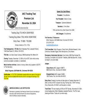 Fillable Online Akc Tracking Test Premium List Fax Email Print - pdfFiller