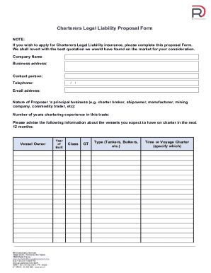 Fillable Online Charterers Legal Liability Insurance Proposal Fax Email ...