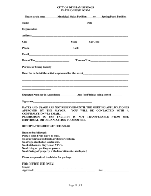 Fillable Online Pavilion Use Request Form Fax Email Print - pdfFiller