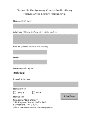 Fillable Online Friends of the Library Membership Form Fax Email Print ...