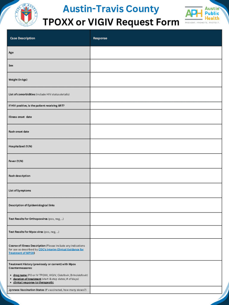 Fillable Online Tpoxx or Vigiv Request Form Fax Email Print - pdfFiller