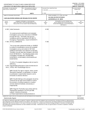 Fillable Online Statement of Deficiencies and Plan of Correction Fax ...