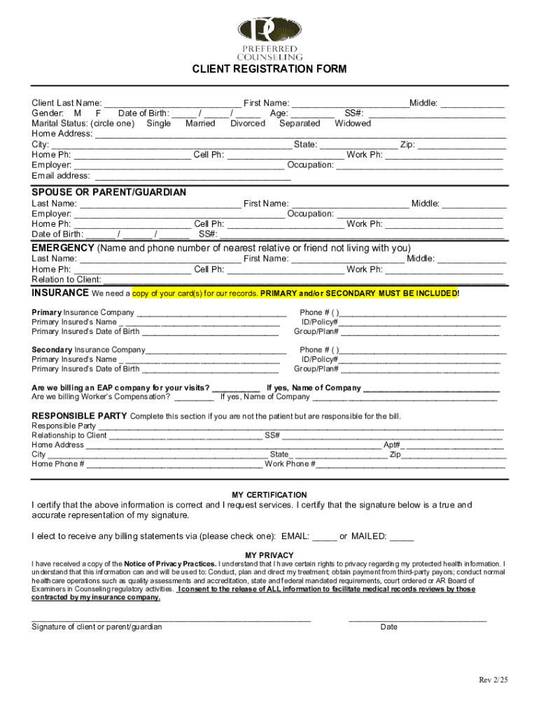 Fillable Online Client Registration Form Fax Email Print - pdfFiller
