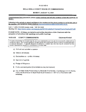 Fillable Online Walla Walla County Board of Commissioners Meeting ...