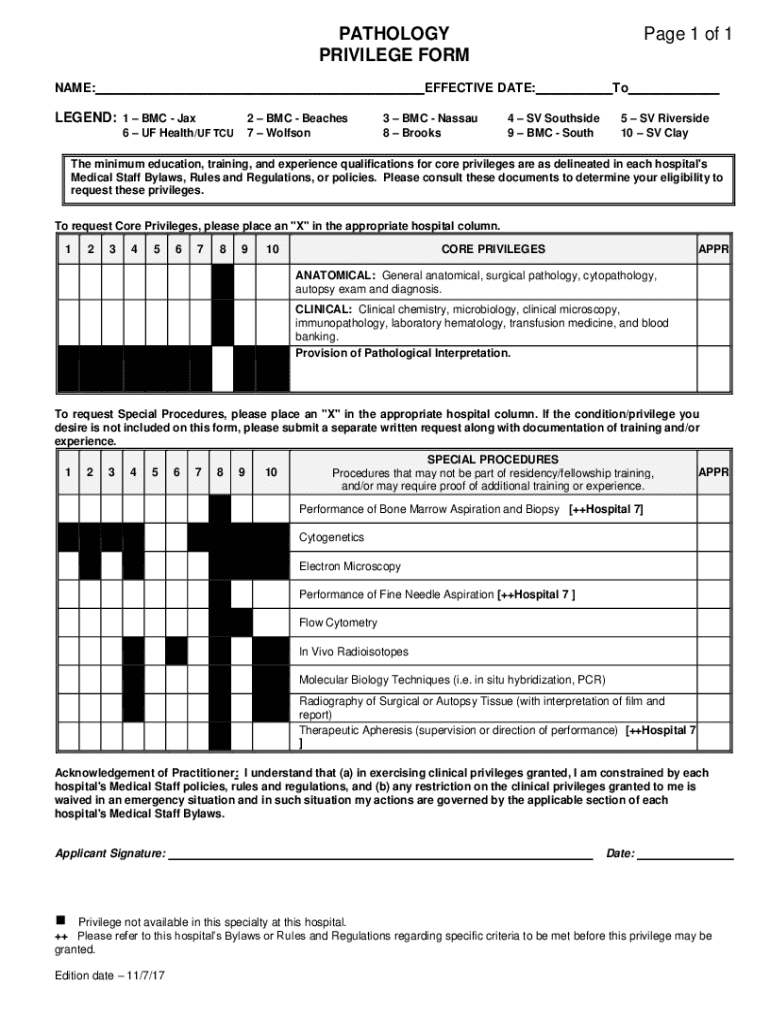 Fillable Online Pathology Privilege Request Form Fax Email Print - pdfFiller