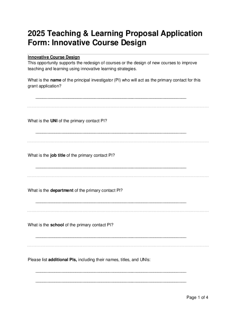 Fillable Online Innovative Course Design Proposal Fax Email Print ...