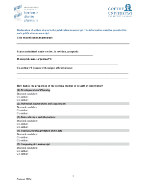 Fillable Online Author Contribution Declaration for Publications Fax ...