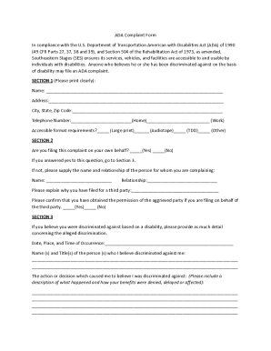 Fillable Online Ada Complaint Form Fax Email Print - pdfFiller