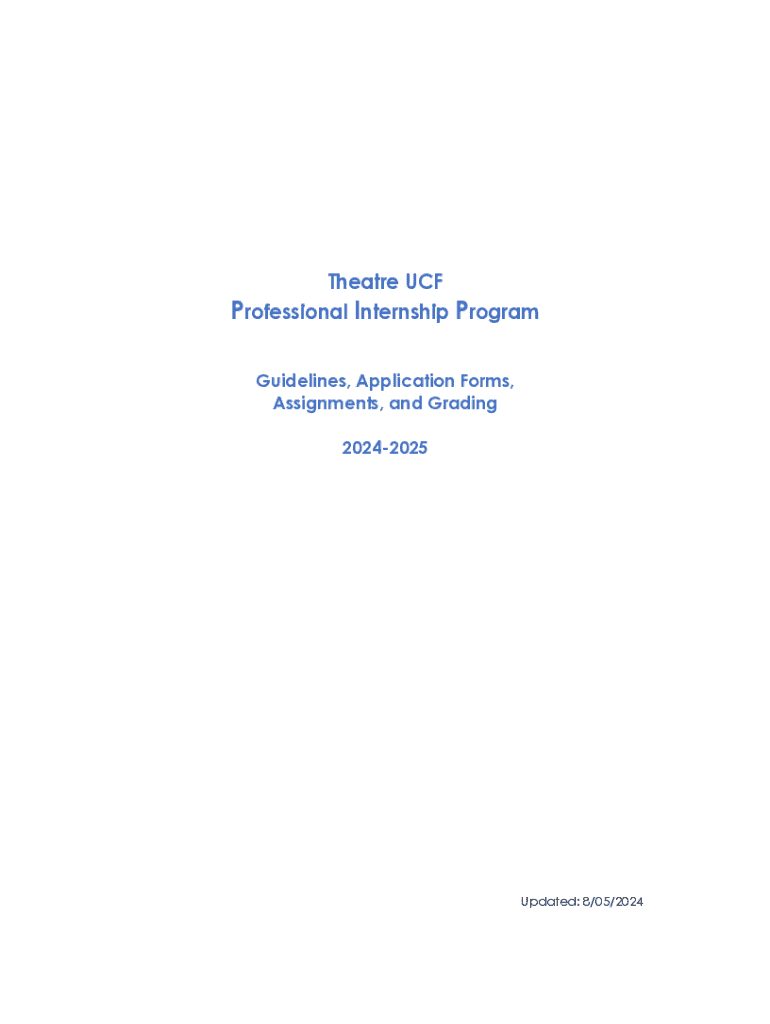 Fillable Online Theatre Ucf Professional Internship Program Fax Email ...