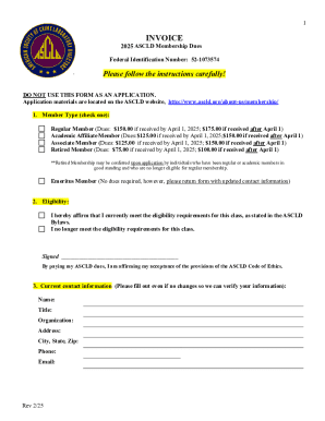 Fillable Online 2025 Ascld Membership Dues Invoice Fax Email Print ...