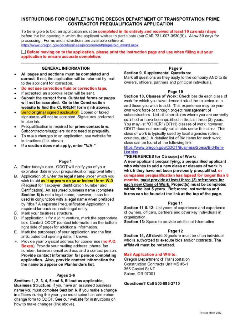 Fillable Online Prime Contractor Prequalification Application Fax Email ...