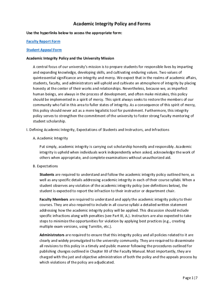 Fillable Online Academic Integrity Policy Fax Email Print - pdfFiller