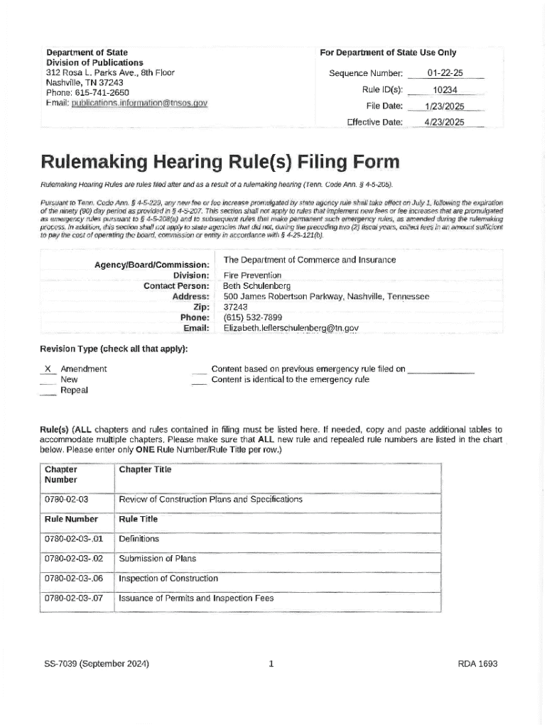 Fillable Online Tennessee Department of Commerce and Insurance Rules Amendments Fax Email Print ...