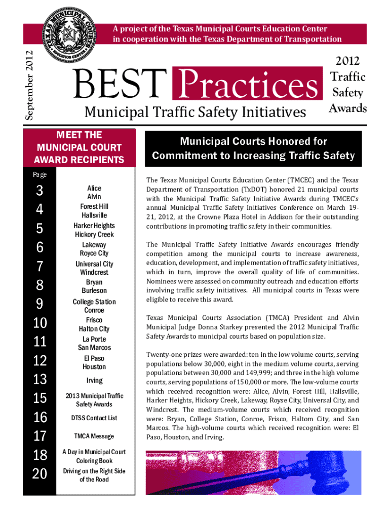 Fillable Online Municipal Traffic Safety Initiatives Best Practices ...