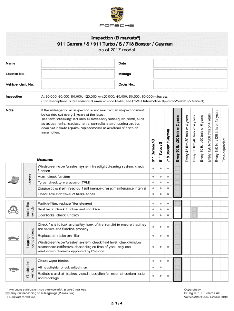 Fillable Online Porsche Maintenance Inspection Checklist Fax Email ...