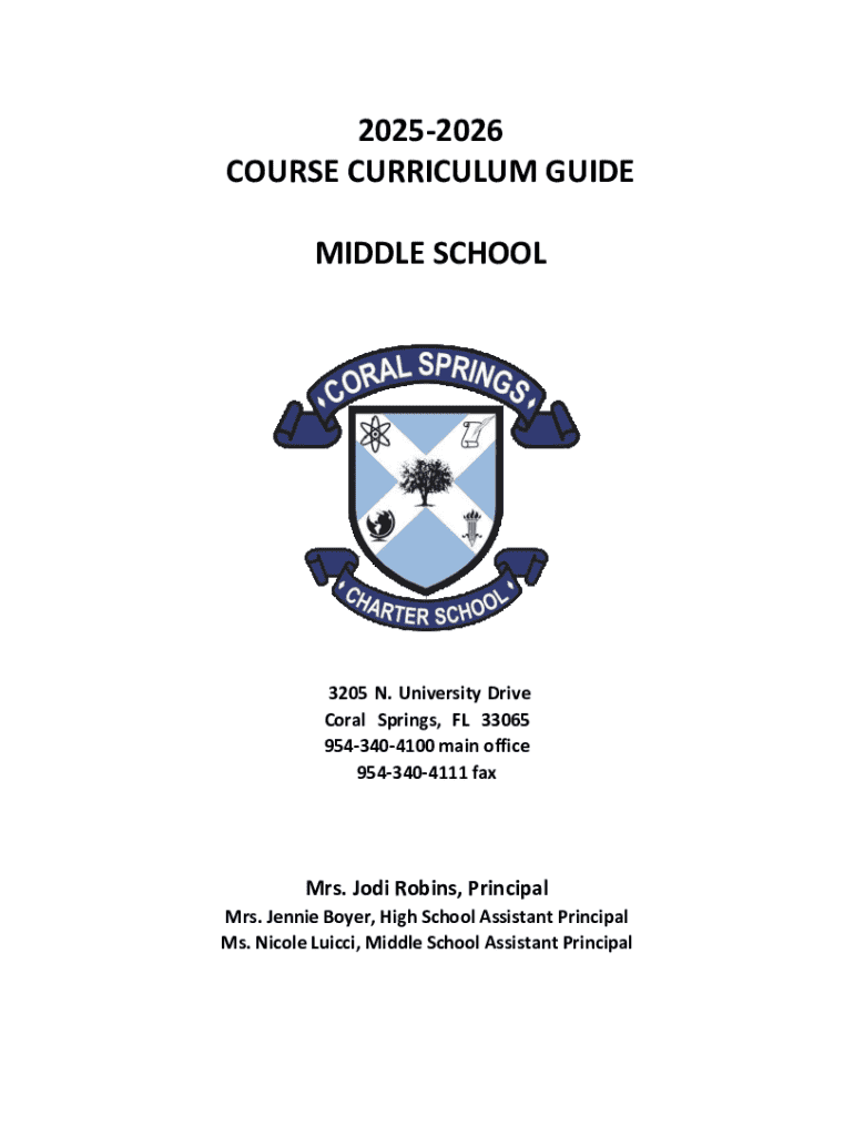 Fillable Online 2025-2026 Middle School Curriculum Guide Fax Email ...