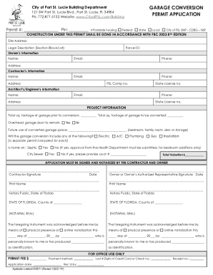 Fillable Online Garage Conversion Permit Application Fax Email Print ...