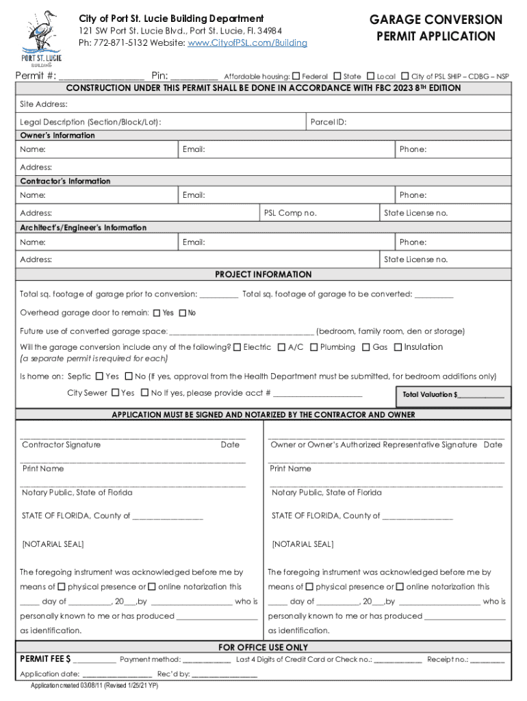 Fillable Online Garage Conversion Permit Application Fax Email Print - pdfFiller