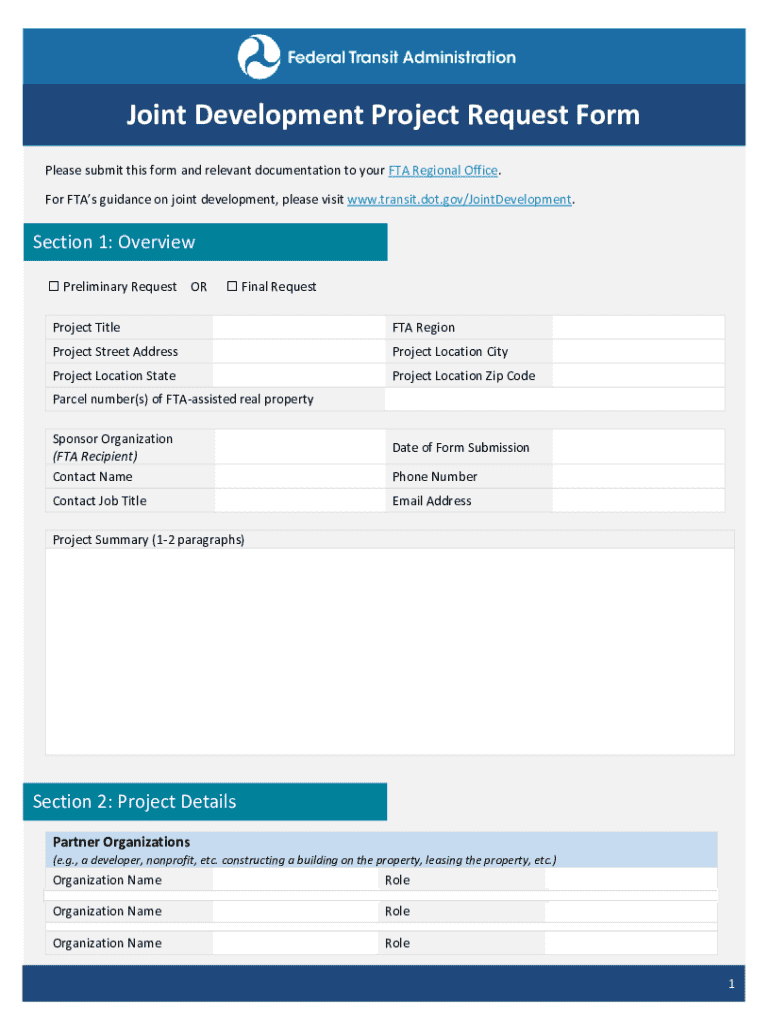 Fillable Online Joint Development Project Request Form Fax Email Print - pdfFiller