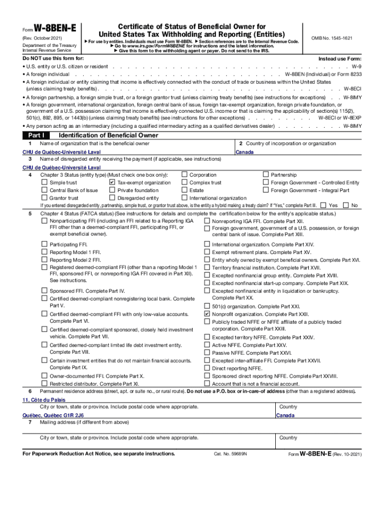 Fillable Online Certificate of Status of Beneficial Owner for United ...