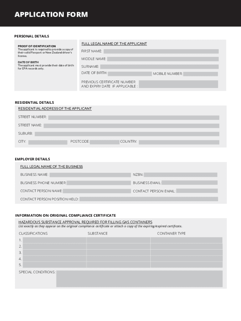 Fillable Online Application for Approved Filler Certification Fax Email ...