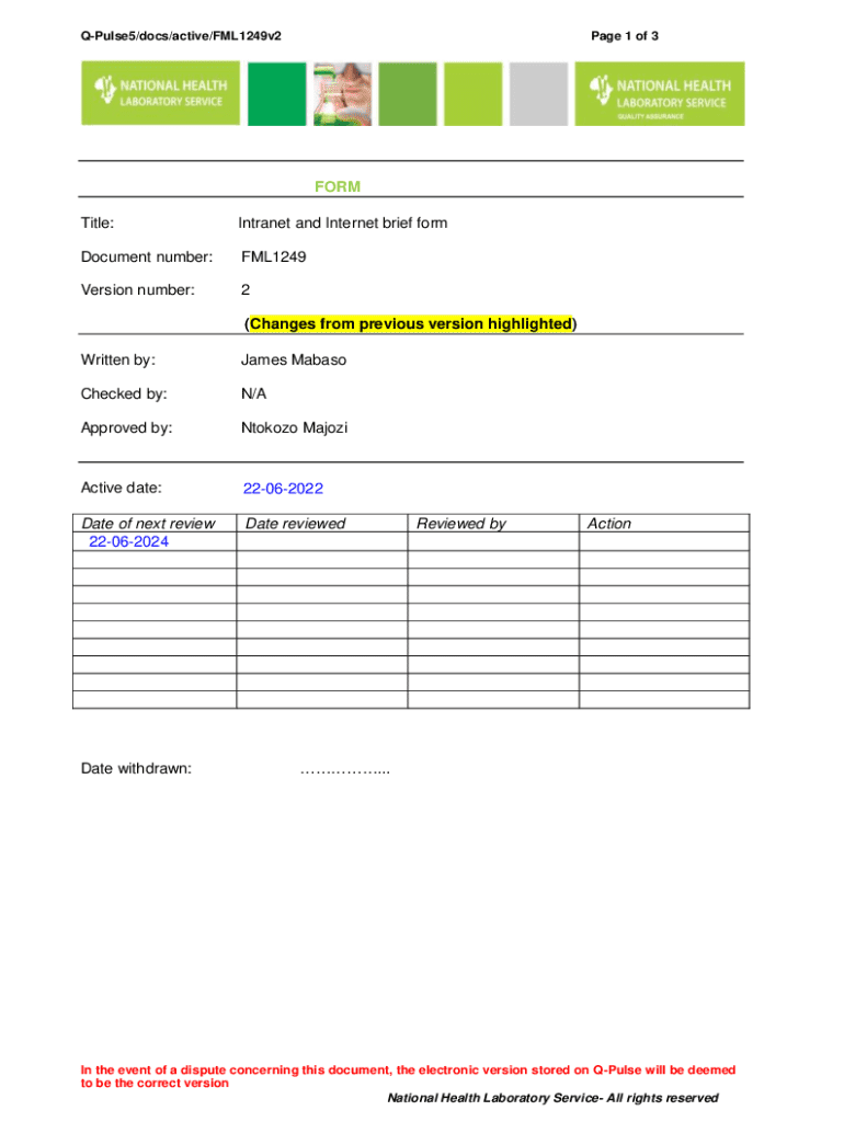 Fillable Online Intranet and Internet Brief Form Fax Email Print - pdfFiller