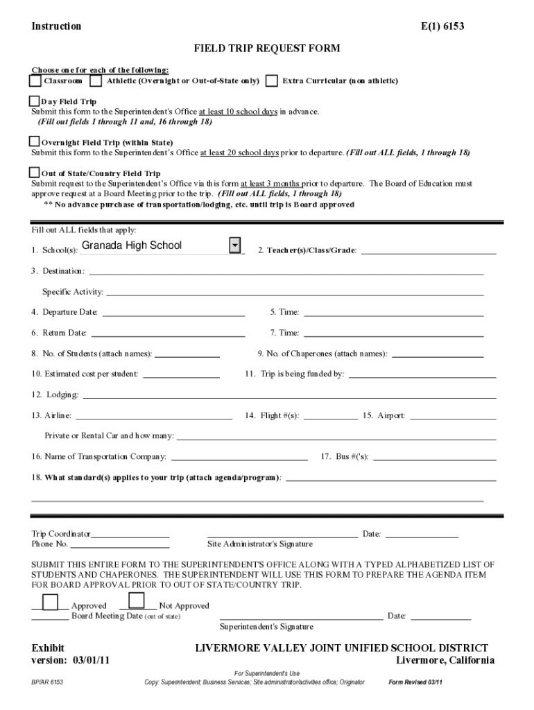 Fillable Online Field Trip Request Form Fax Email Print - pdfFiller