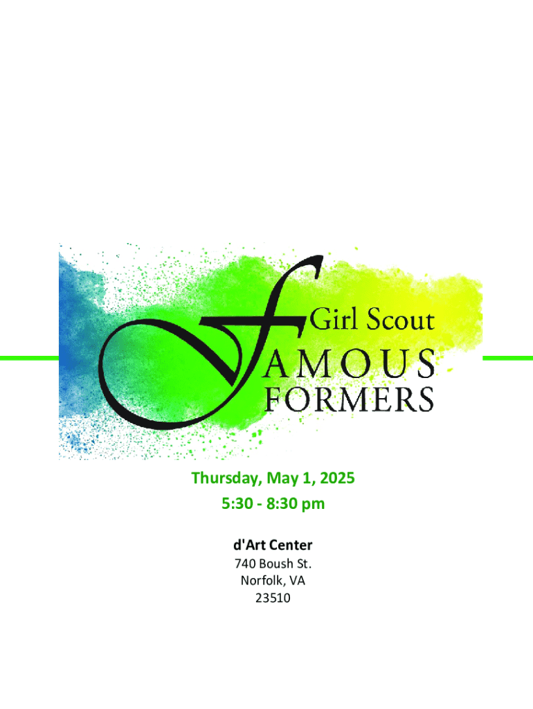 Fillable Online Girl Scouts Famous Formers Event Sponsorship Invitation ...