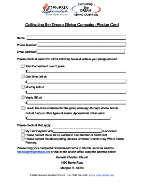 Fillable Online Giving Campaign Pledge Card Fax Email Print - pdfFiller