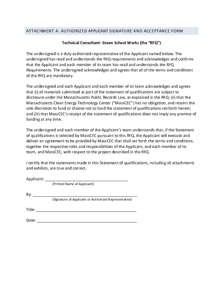 Fillable Online Authorized Applicant Signature and Acceptance Form Fax ...