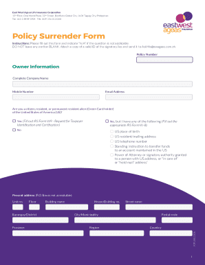 Fillable Online Policy Surrender Form Fax Email Print - pdfFiller