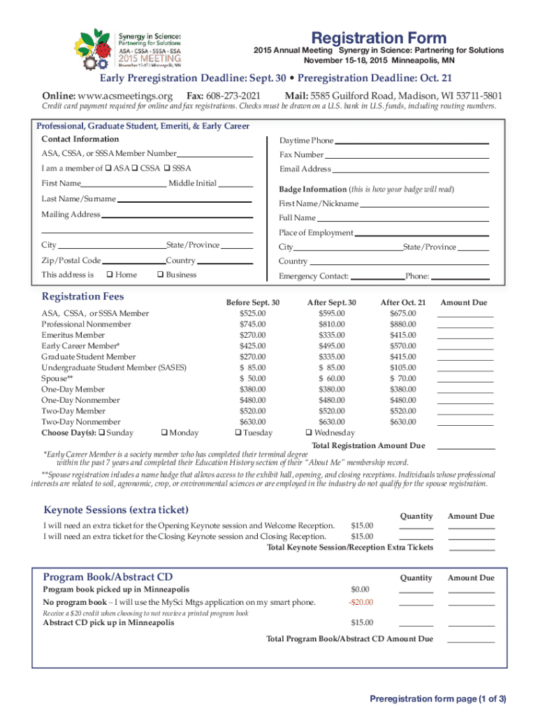 Fillable Online 2015 Annual Meeting Registration Fax Email Print ...