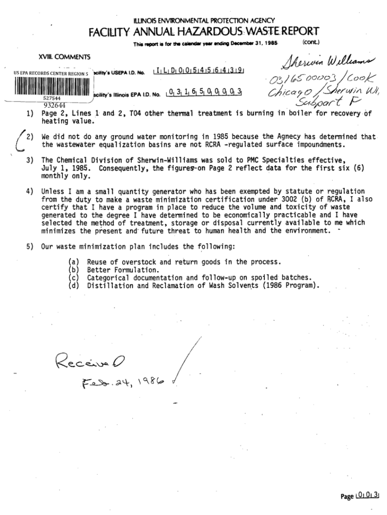 Fillable Online Facility Annual Hazardous Waste Report Fax Email Print - pdfFiller