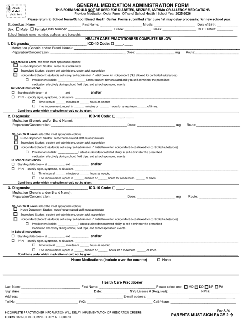 Fillable Online General Medication Administration Form Fax Email Print - pdfFiller