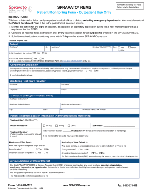 Fillable Online Spravato Patient Monitoring Fax Email Print - pdfFiller