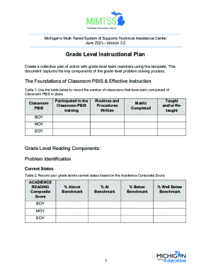 Fillable Online Grade Level Instructional Plan Template Fax Email Print - pdfFiller
