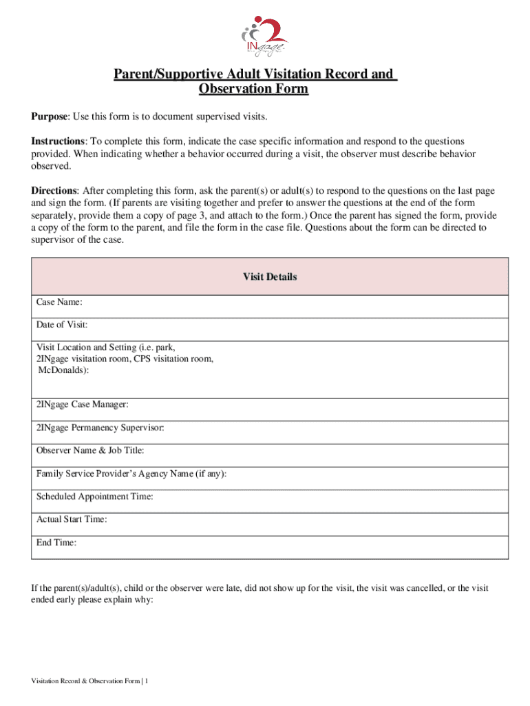 Fillable Online Visitation Record and Observation Form Fax Email Print ...