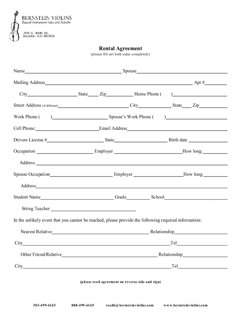 Fillable Online Instrument Rental Agreement Fax Email Print - pdfFiller