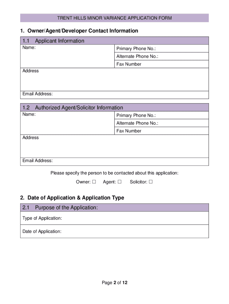Fillable Online Application for Minor Variance Fax Email Print - pdfFiller
