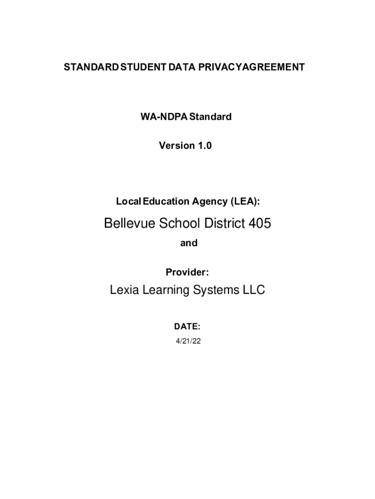Fillable Online Student Data Privacy Agreement Between Bellevue School ...
