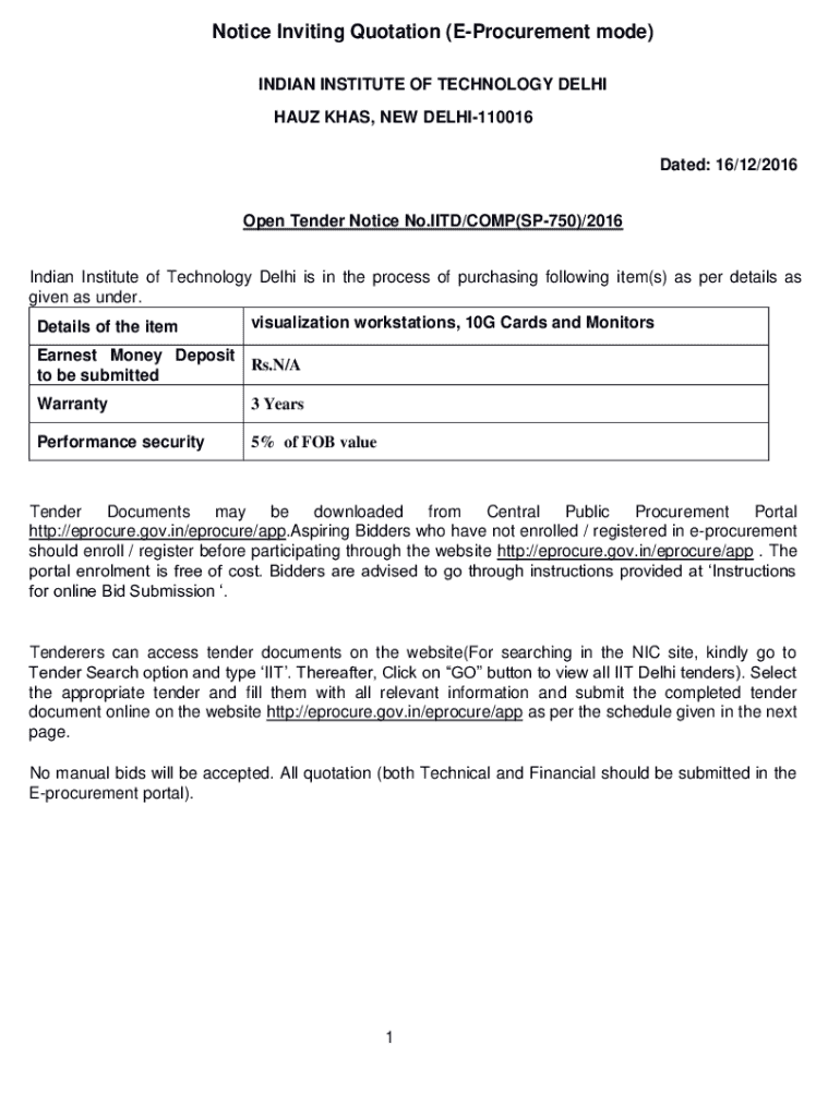 Fillable Online Notice Inviting Quotation for Visualization ...