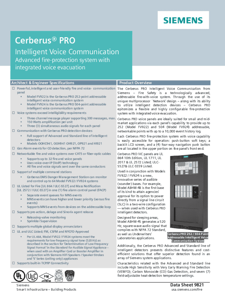 Fillable Online Cerberus Pro Intelligent Voice Communication Specifications Fax Email Print ...