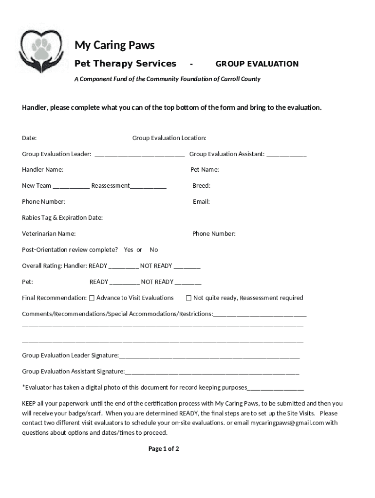Group Evaluation Doc Template | pdfFiller
