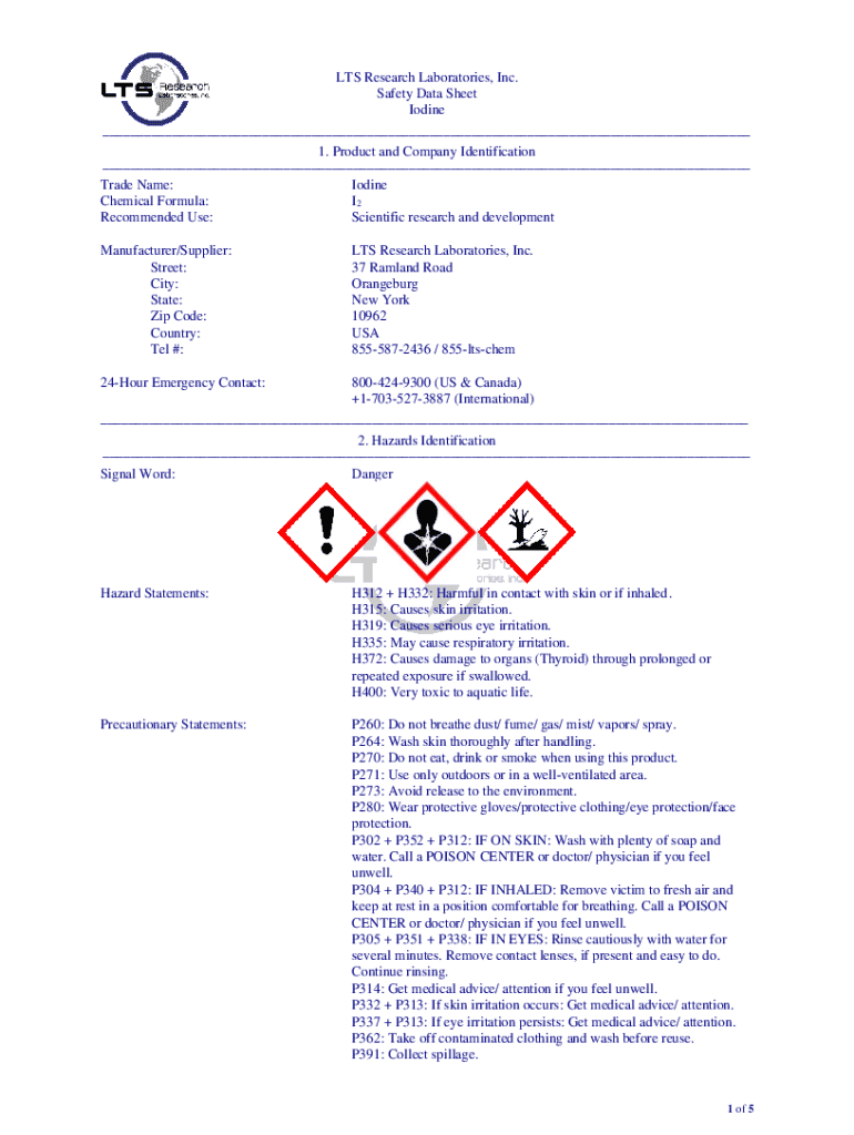 Fillable Online Safety Data Sheet for Iodine Fax Email Print - pdfFiller
